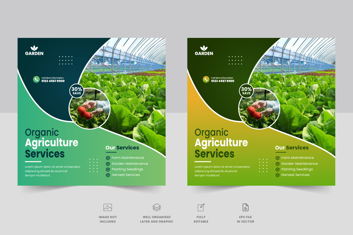 Agriculture farming services social media post banner template or Lawn ...