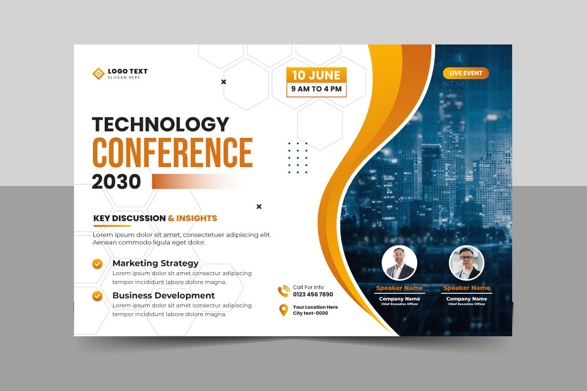 Business technology conference flyer template and event invitation ...