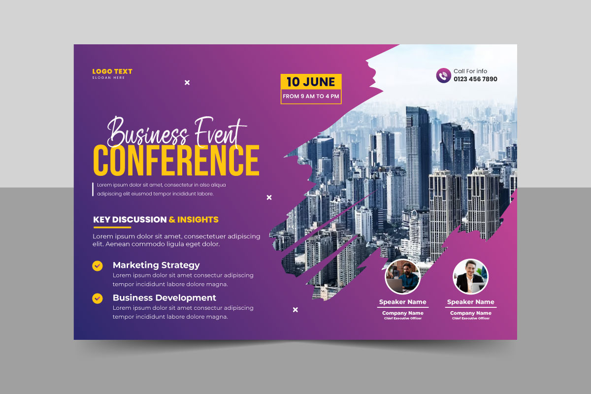 Creative Business technology conference flyer template and event ...