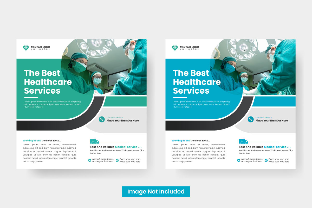 Medical health poster design and hospital for square social media post ...