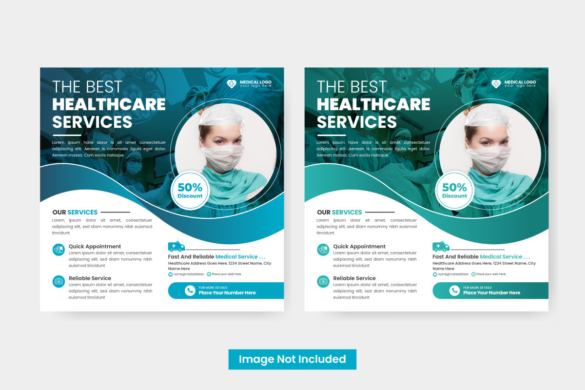 Medical health poster design and hospital for square social media post ...