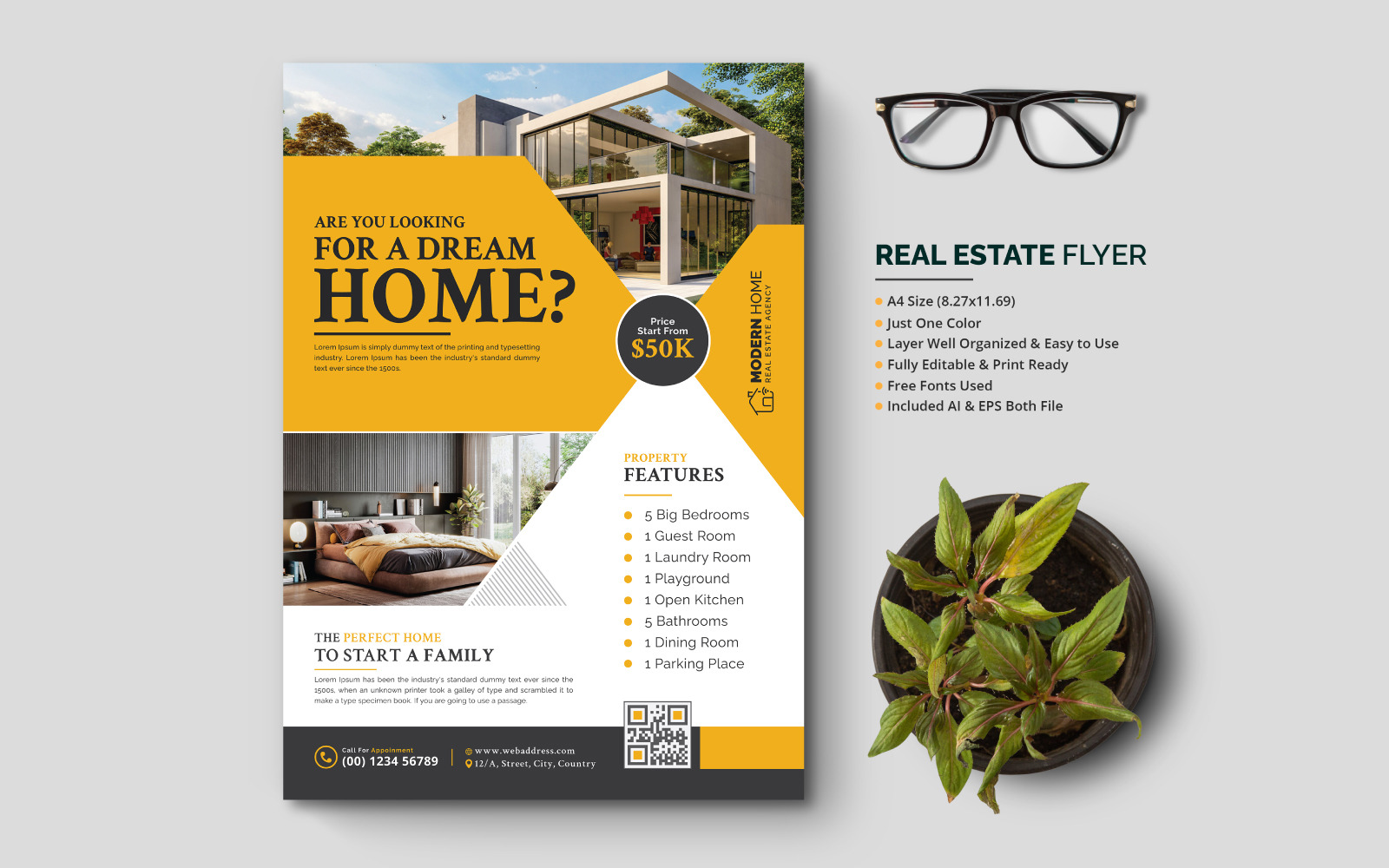 Real Estate Flyer, Abstract Real Estate Flyer Booklet Pamphlet or ...