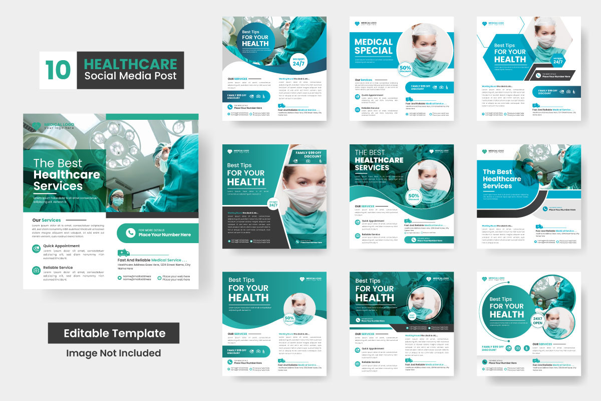 Vector medical health poster design and hospital for square social ...