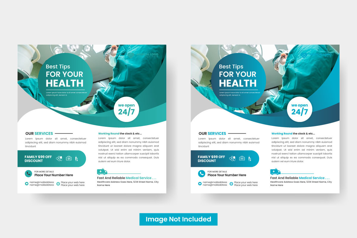 Vector medical health poster design and hospital for square social ...