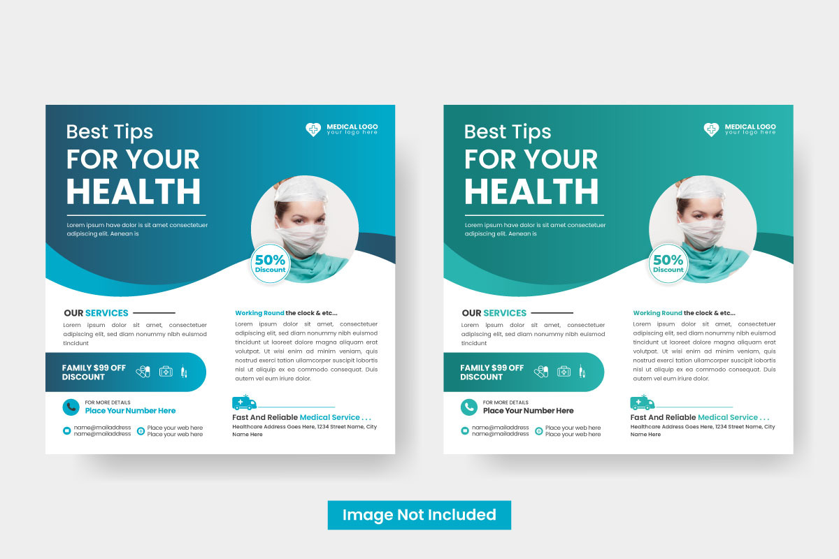 Vector medical health poster design and hospital square social media ...