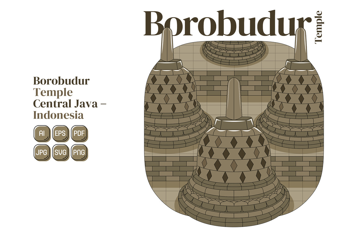 Borobudur Temple Vector Illustration - TemplateMonster