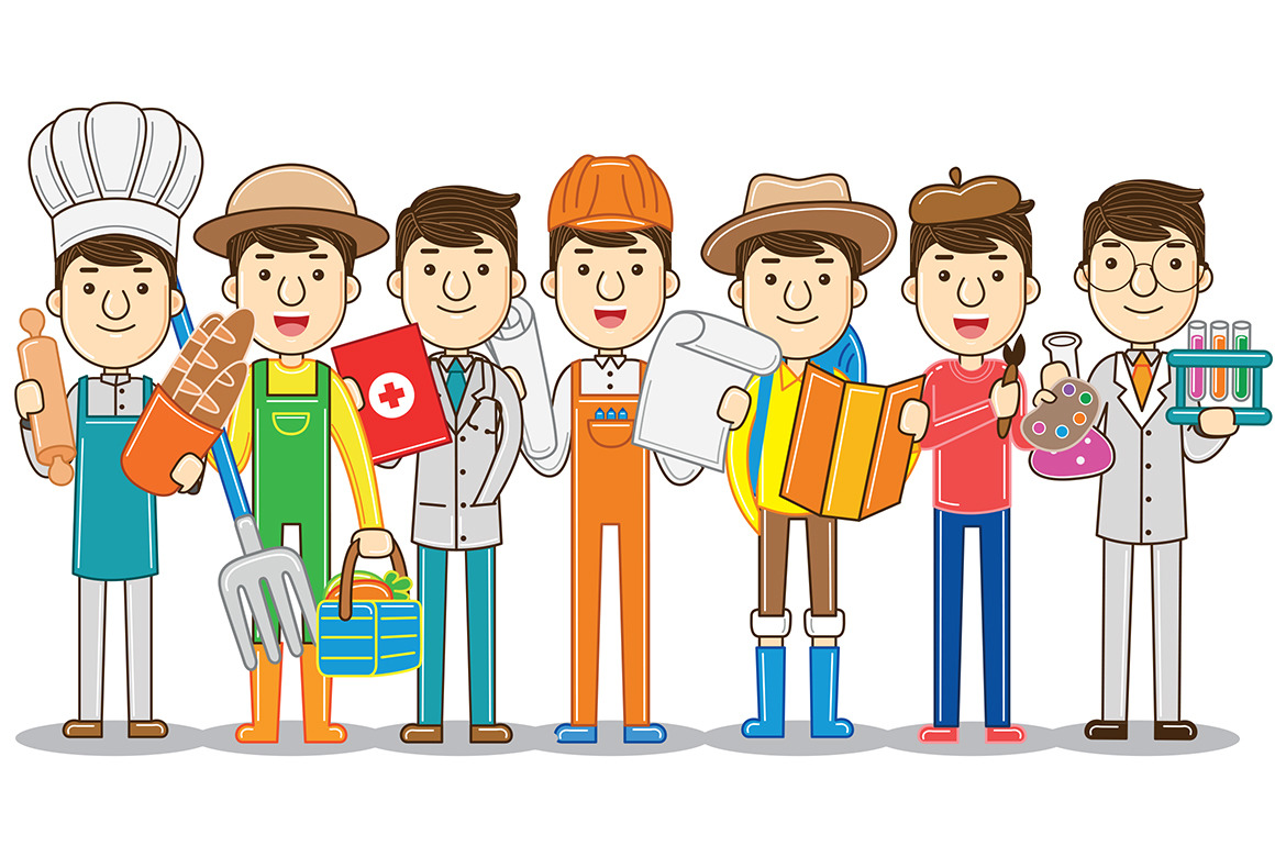 Young Man Profession Vector Set #320570 - TemplateMonster