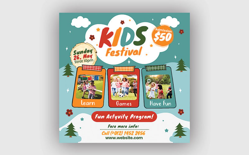 Colorful Kids Social Media Template #320665 - TemplateMonster