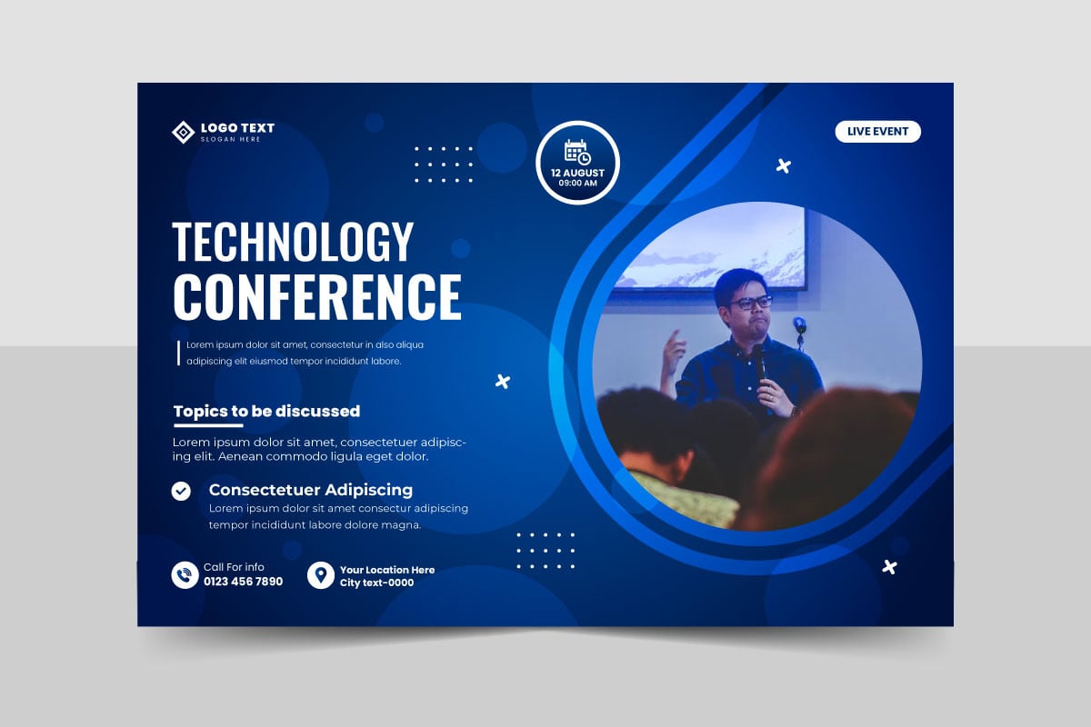 Creative technology conference webinar flyer template and business ...