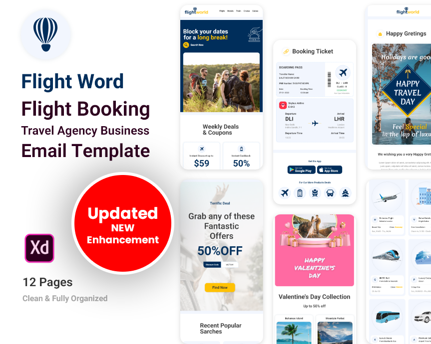 Flight Word- Flight Booking Travel Agency Business Email Template