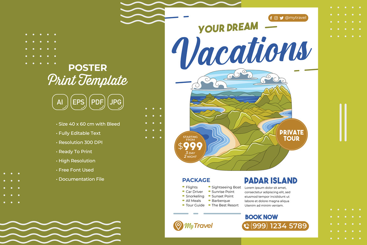 Holiday Travel Poster #22 Print Template - TemplateMonster