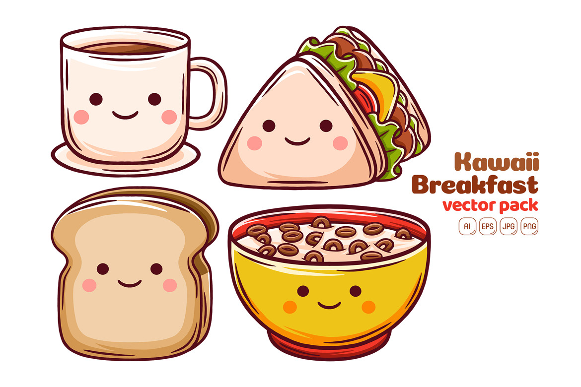 Kawaii Breakfast Vector Pack #01 #321545 - TemplateMonster