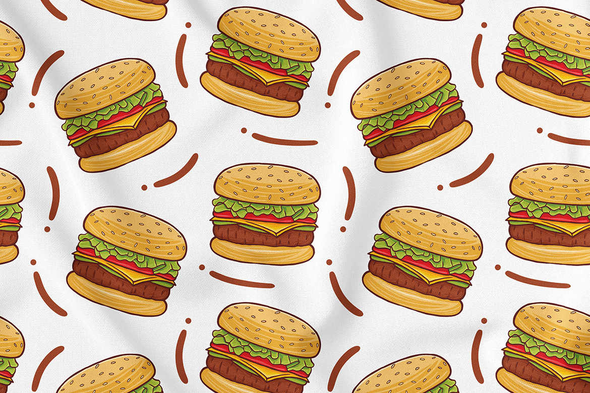 Burger Seamless Pattern (Fast Food) #321648 - TemplateMonster