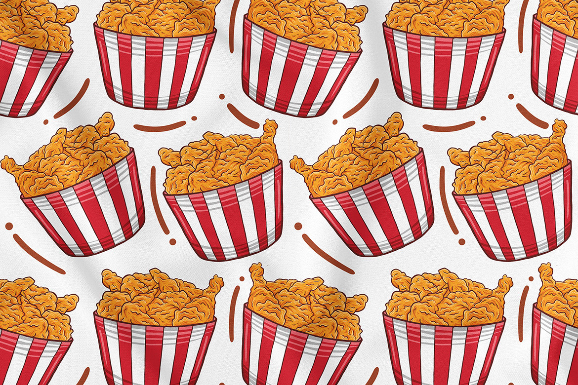 Fried Chicken Seamless Pattern (Fast Food) - TemplateMonster
