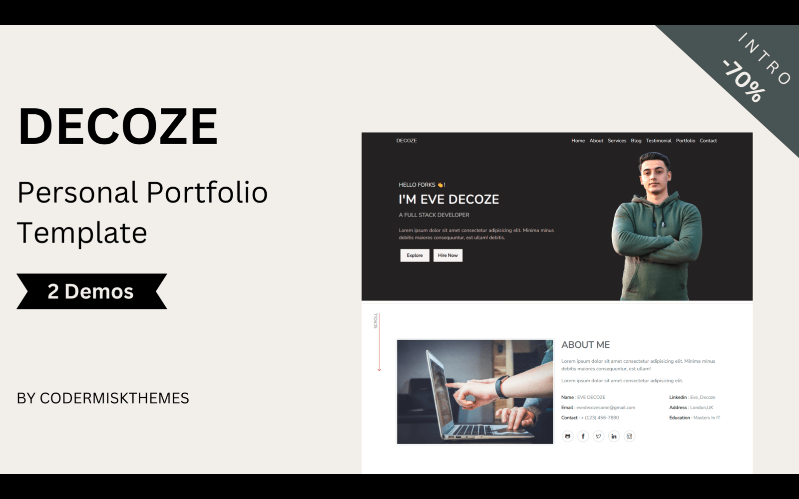 Decoze - Modèle HTML de portfolio personnel - TemplateMonster