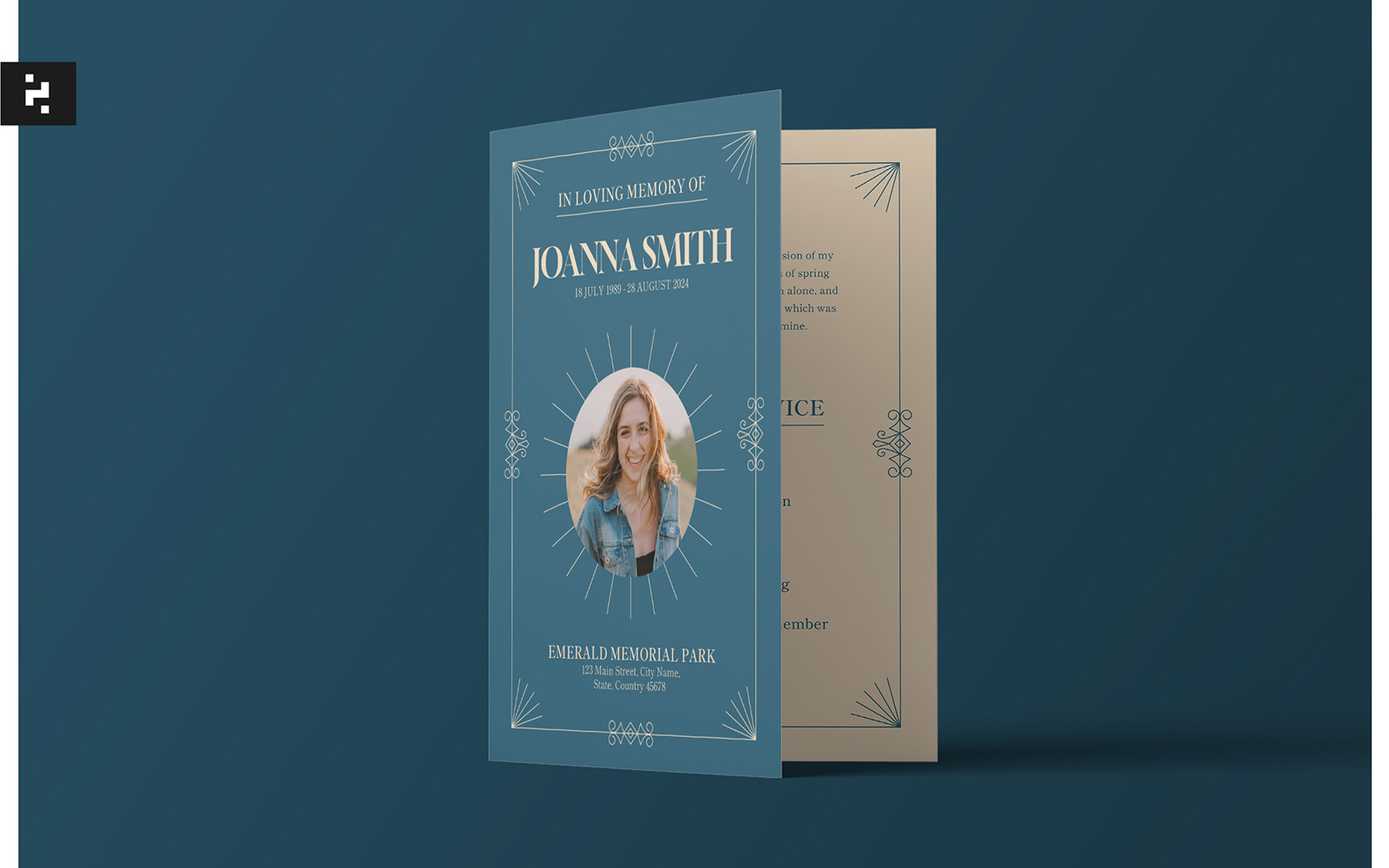 Blue Funeral Program Template #322414 - TemplateMonster