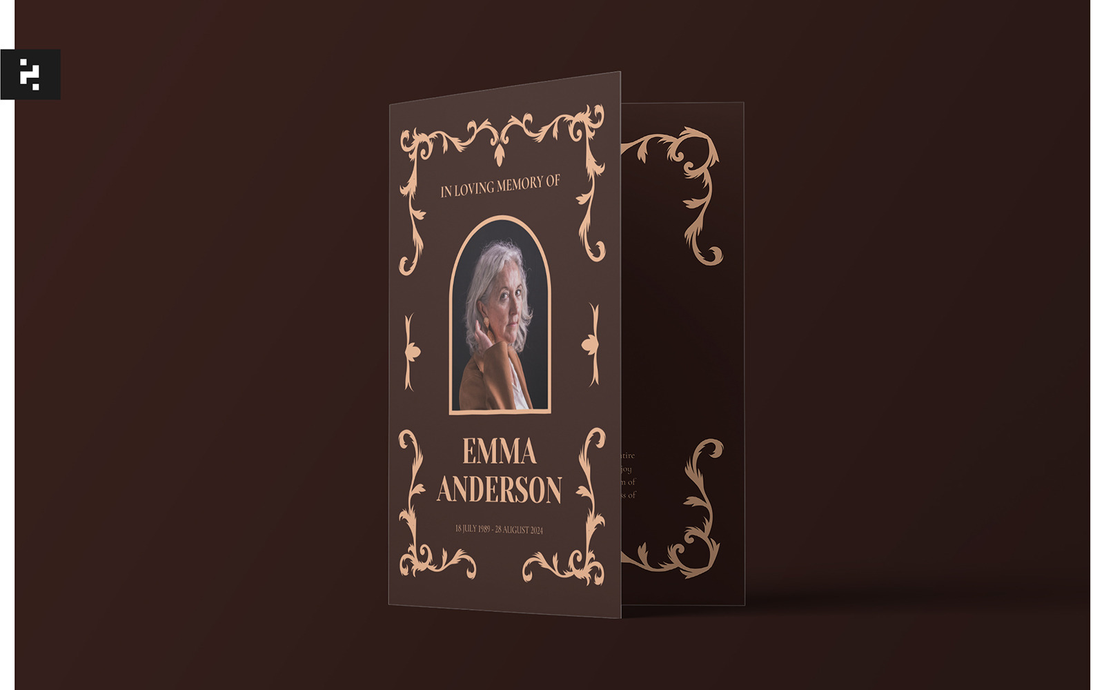 Brown Elegant Funeral Program #322417 - TemplateMonster