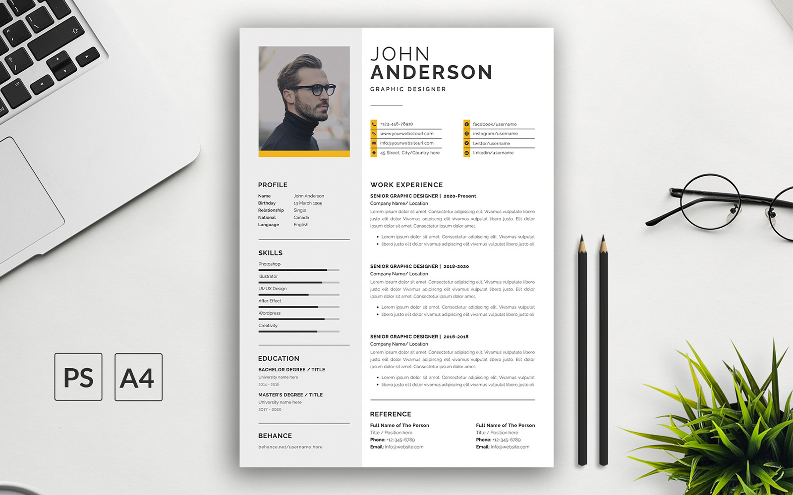 John Anderson Resume/CV Template #322456 - TemplateMonster