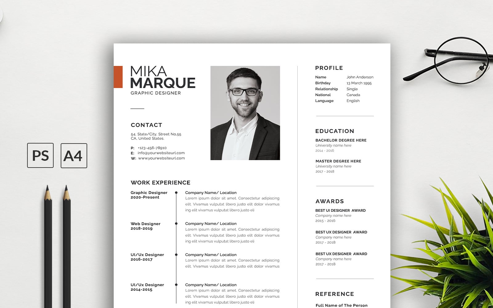 Modern CV Resume Template with Cover Letter - TemplateMonster
