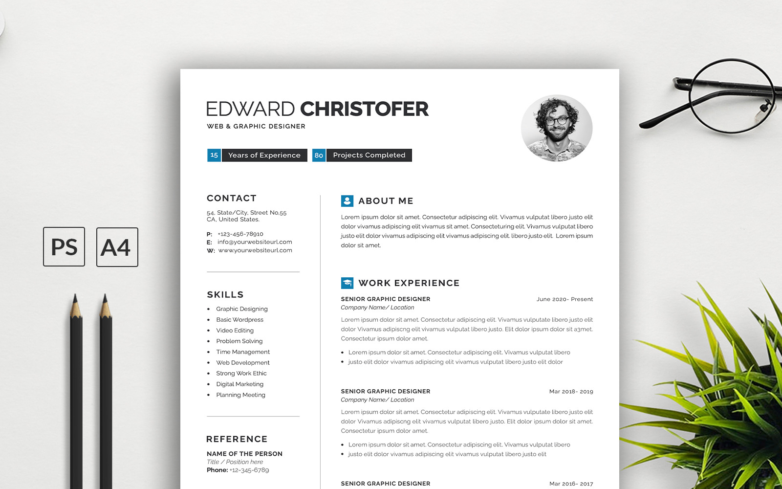 Resume Template Layout with cover Letter - TemplateMonster