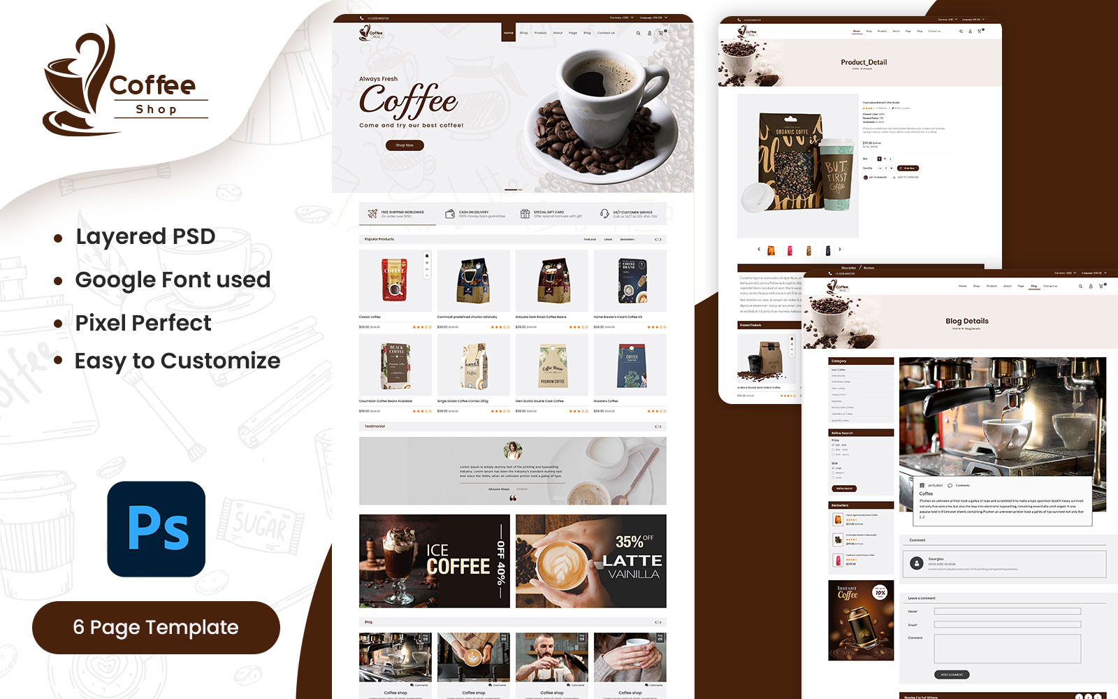 Coffee Shop - PSD Template #322538 - TemplateMonster