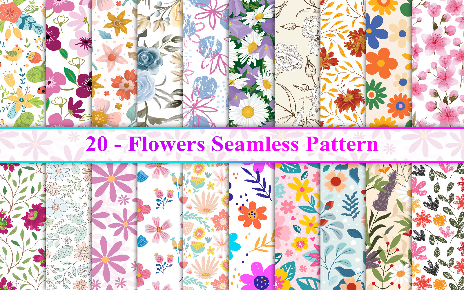 Flower Seamless Pattern, Flower Pattern - TemplateMonster