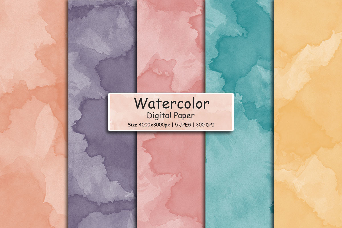 Watercolor Splashes Digital Paper Pack, Watercolor Waves Texture ...