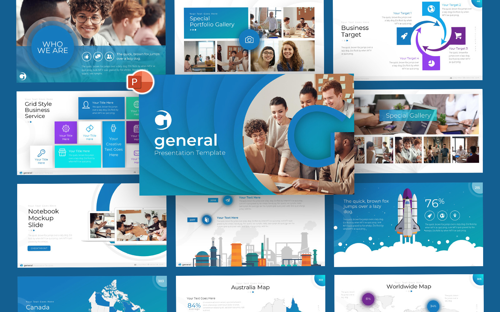 Modello di PowerPoint per affari generali - TemplateMonster