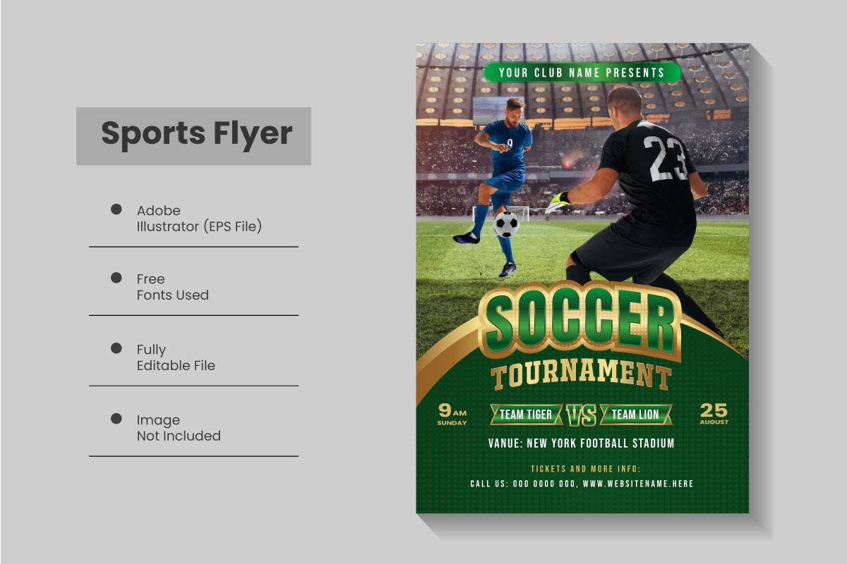 Soccer sports event flyer template and championship tournament poster ...