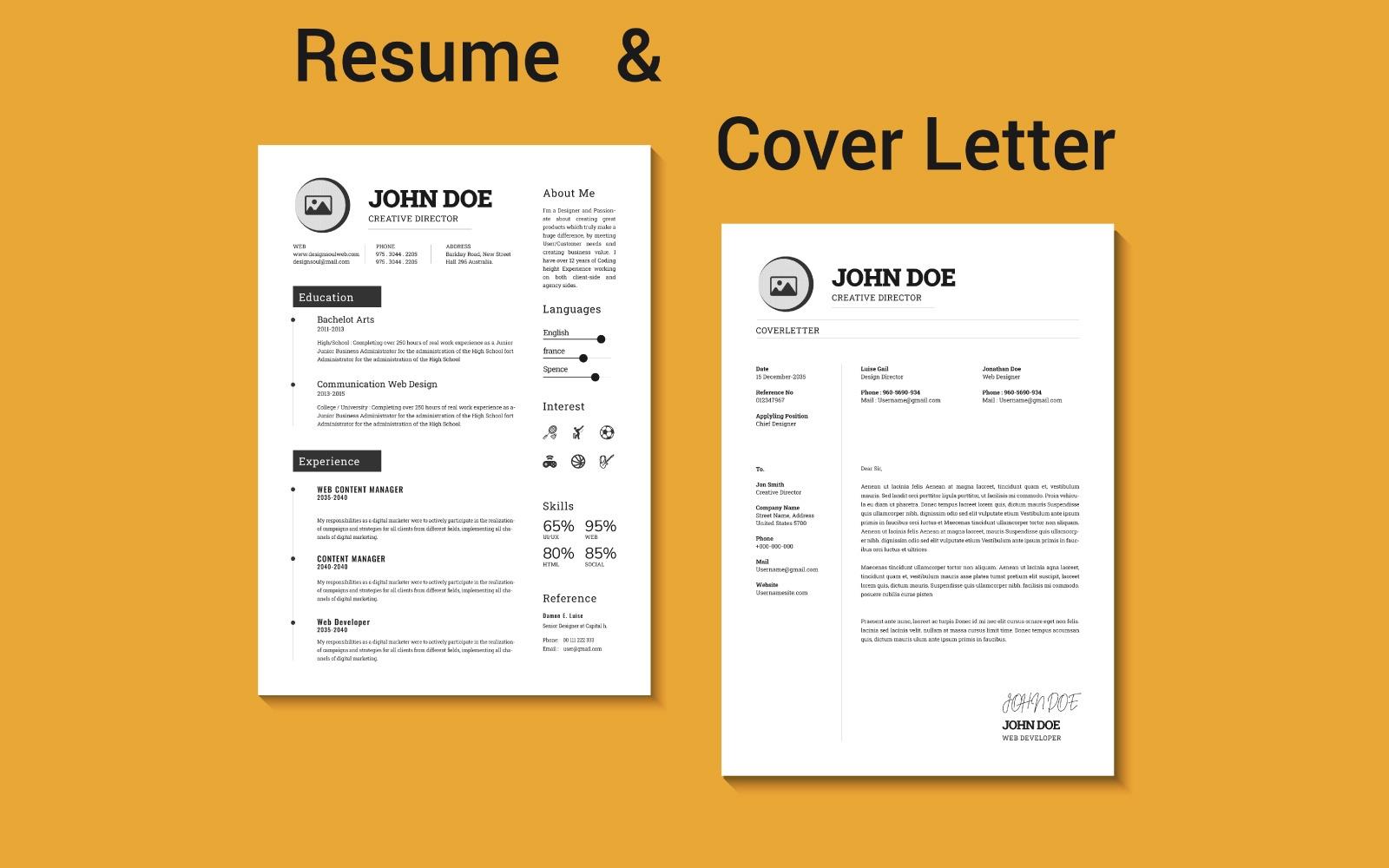 Black and White Professional Resume Template