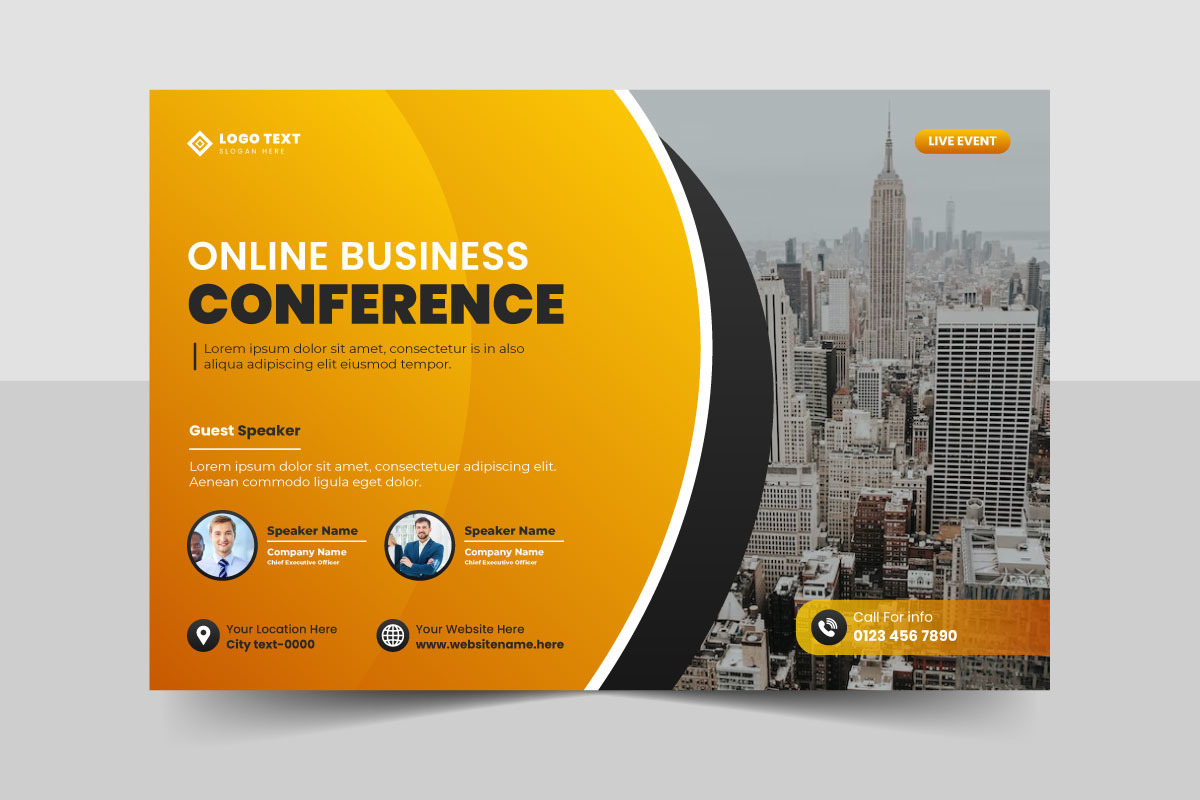 Horizontal business conference flyer template bundle or event ...