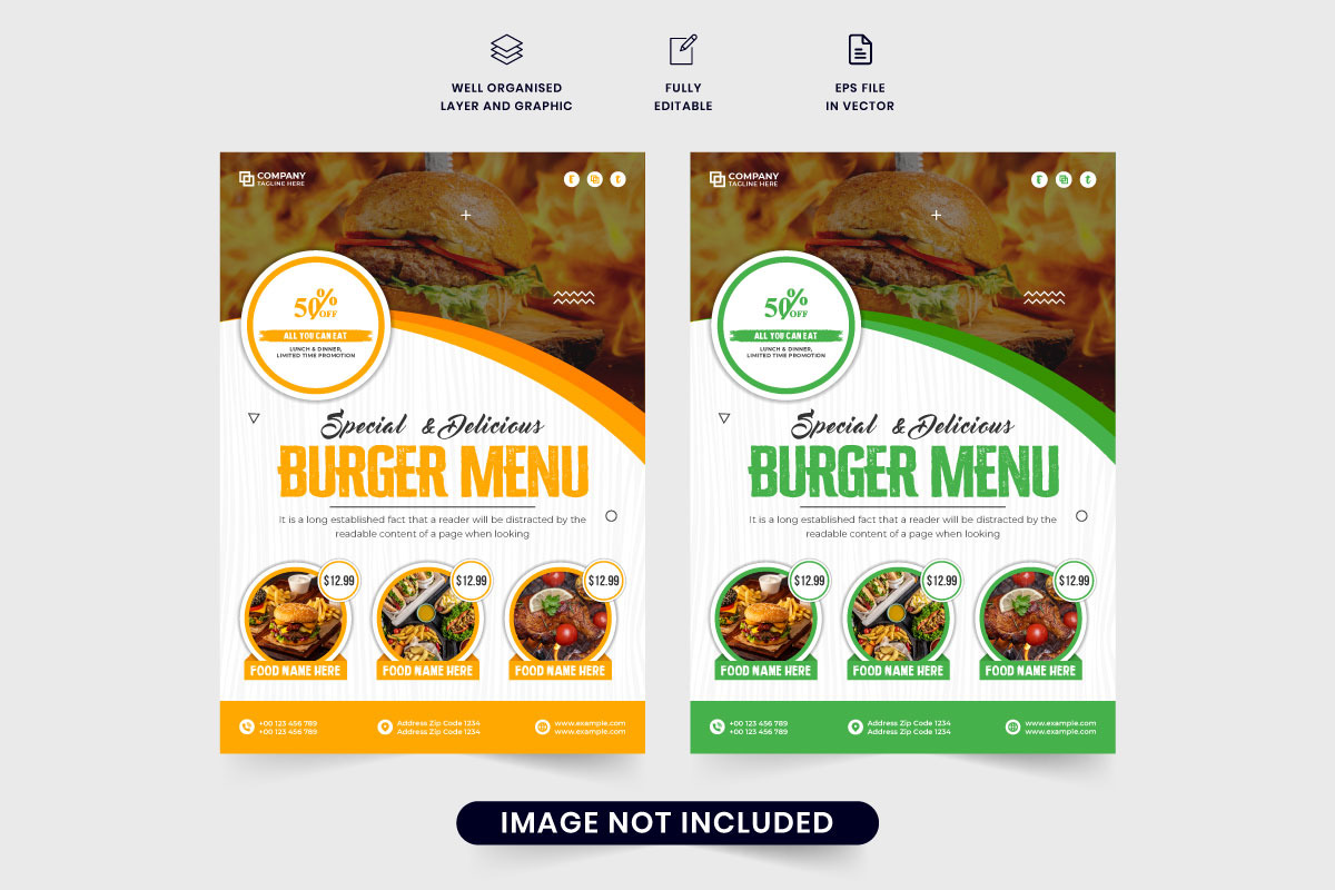 Food menu advertisement flyer vector - TemplateMonster