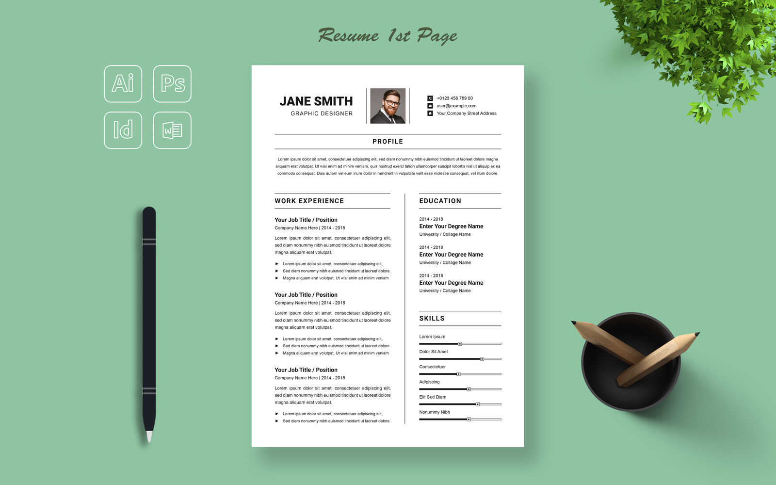 Resume template Clean Modern Executive Resume Design
