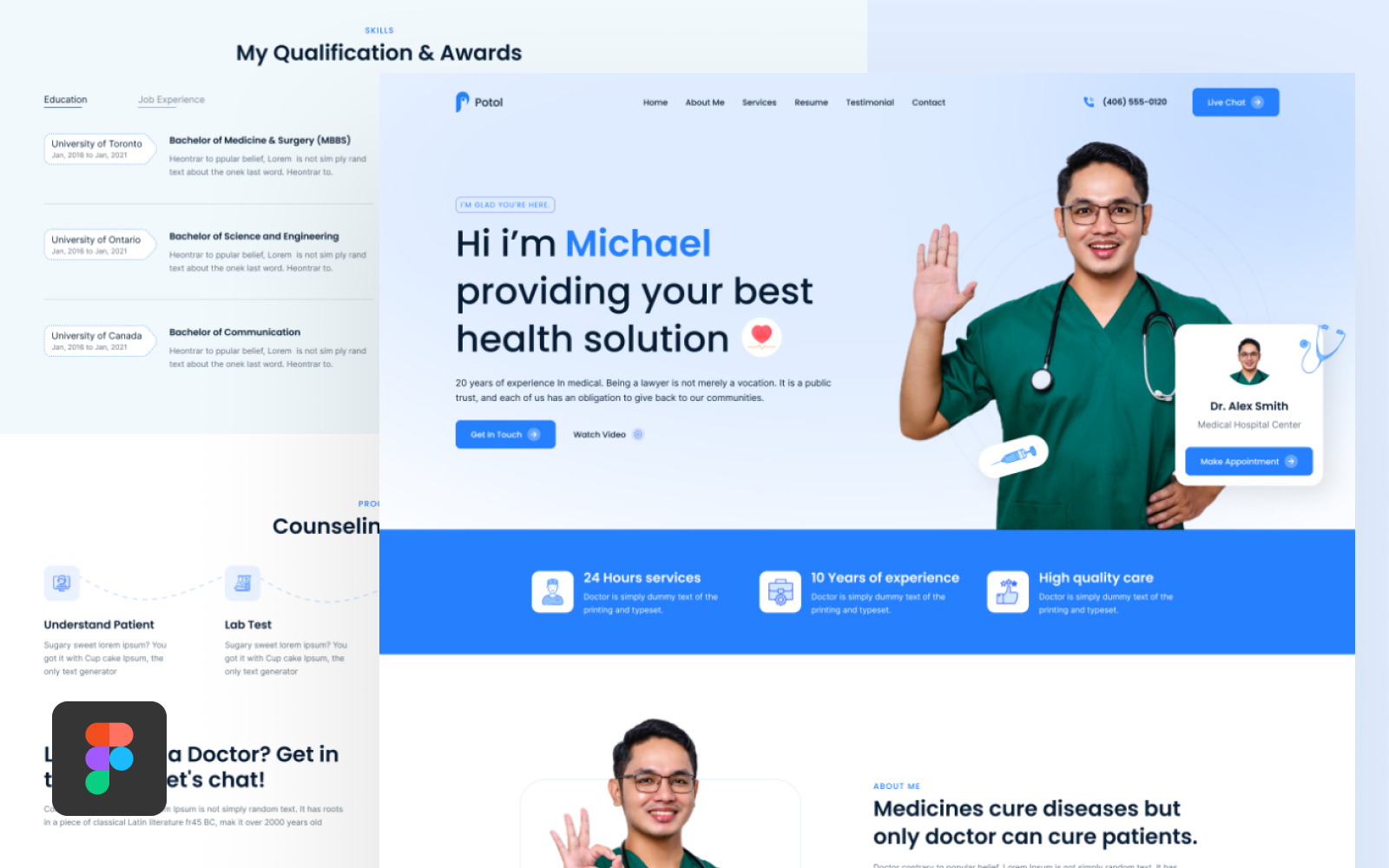 Potol - Doctor Portfolio Landing Page Figma Template