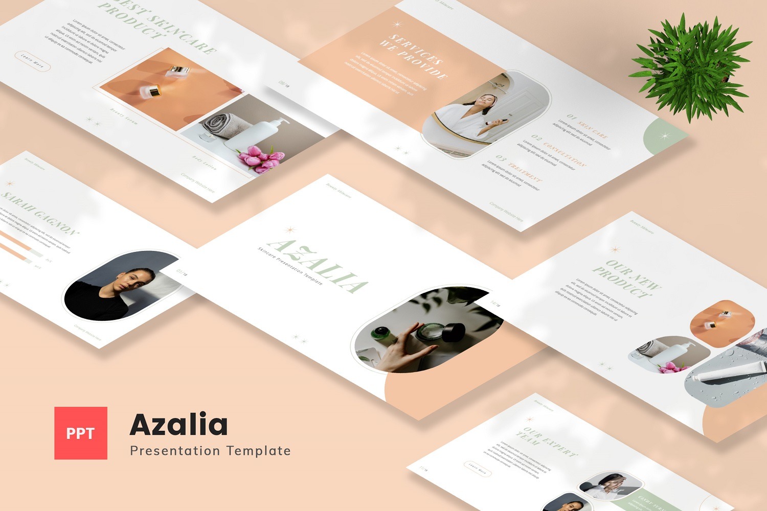 Azalia — Skincare Powerpoint Template - TemplateMonster