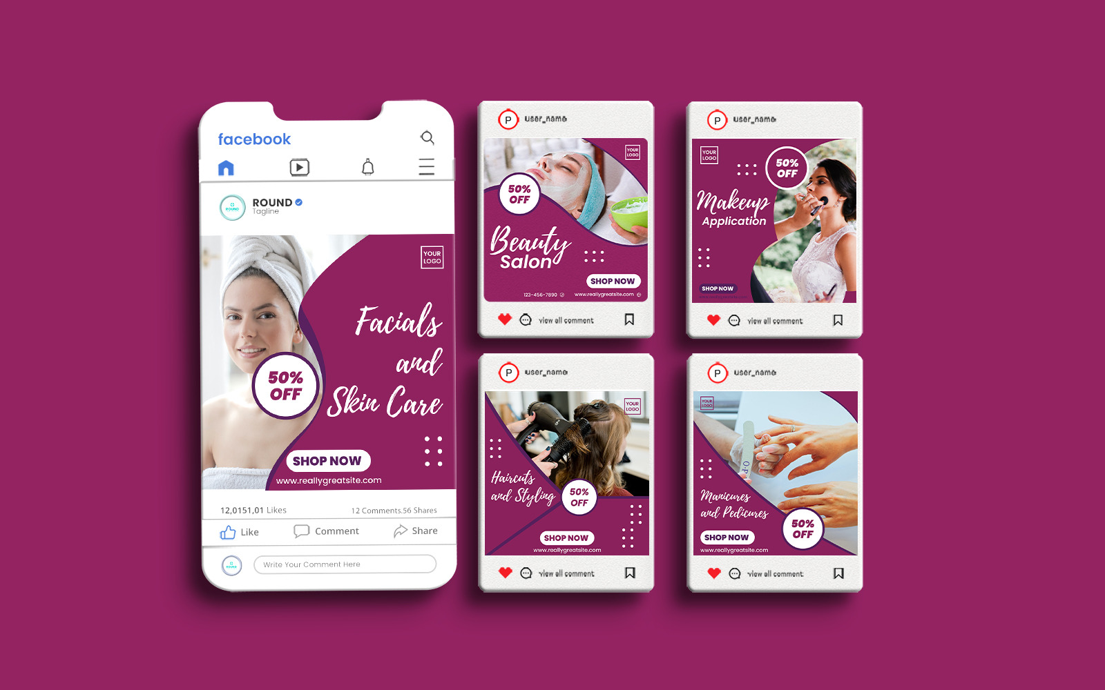 Bundle Beauty Salon Social Media Post - TemplateMonster