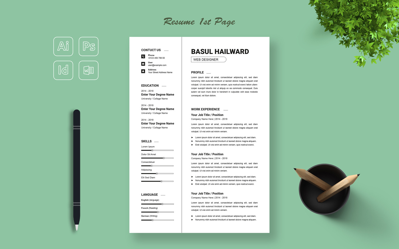 Simple Resume Template For Word #325359 - TemplateMonster