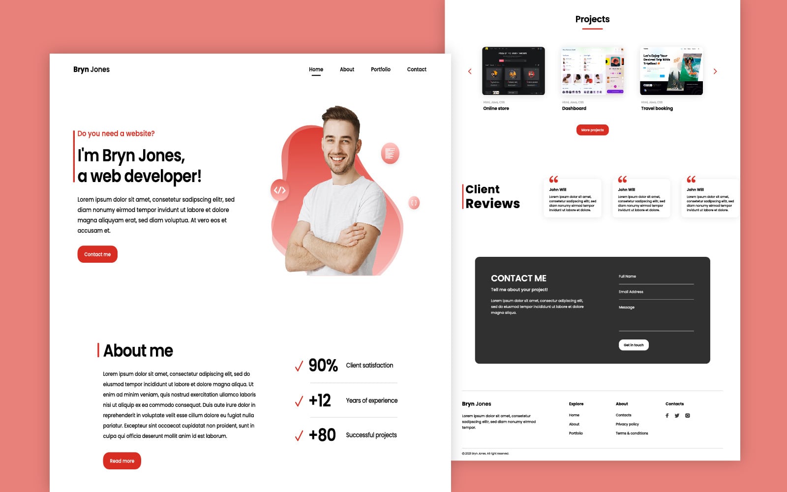 Personal Portfolio Website UI Template design