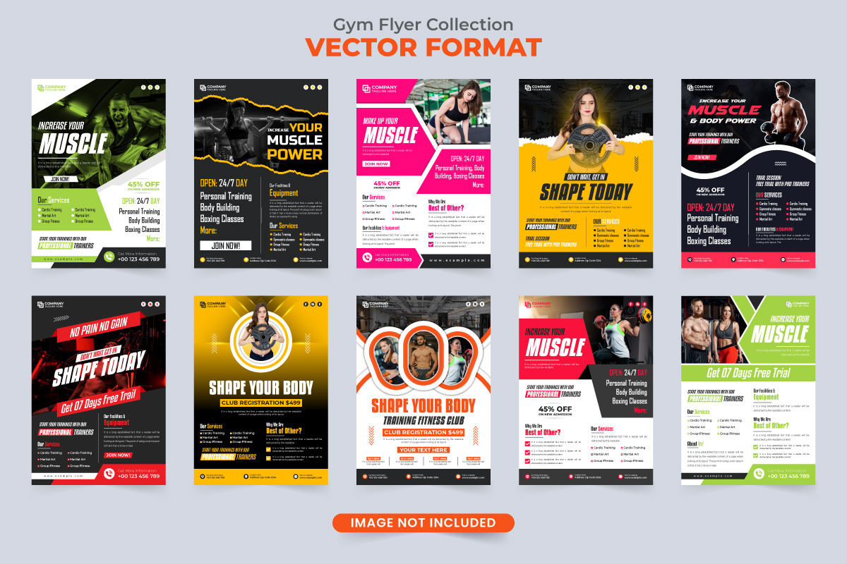 Gym training promotional flyer set #326064 - TemplateMonster