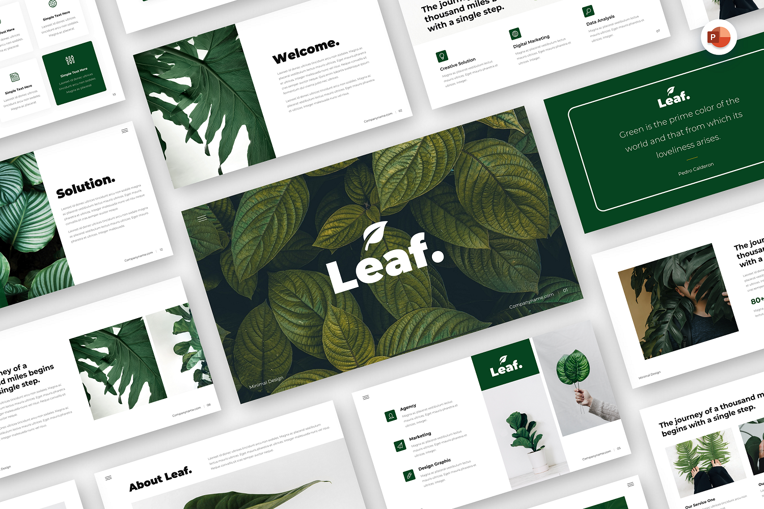 Leaf - Minimal Green Business PowerPoint Template