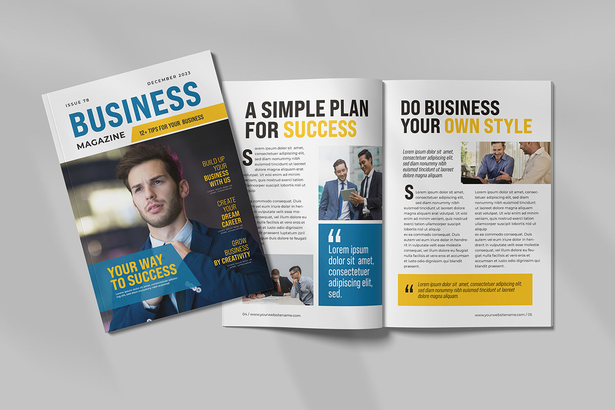 Business Magazine Layout template. #328965 - TemplateMonster
