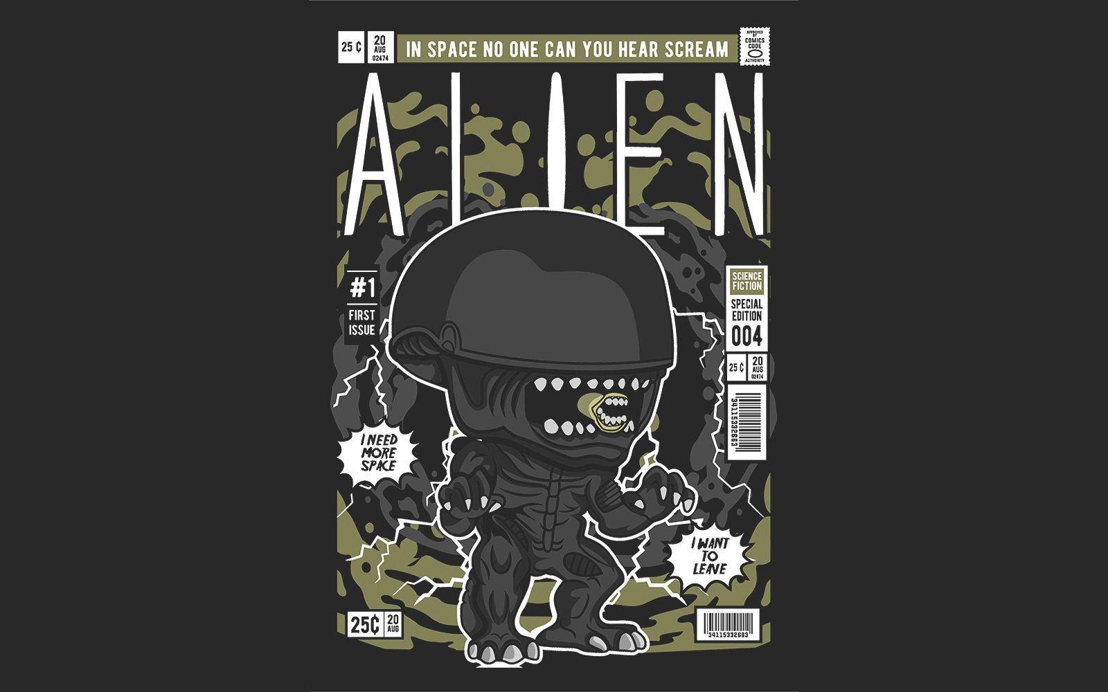 Alien Ilustrator T shirt Design #329000 - TemplateMonster