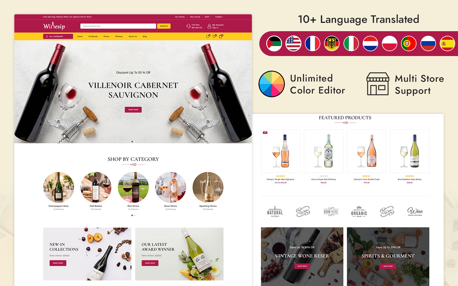 Winesip - Wine and Liquor Store Prestashop Responsive Theme