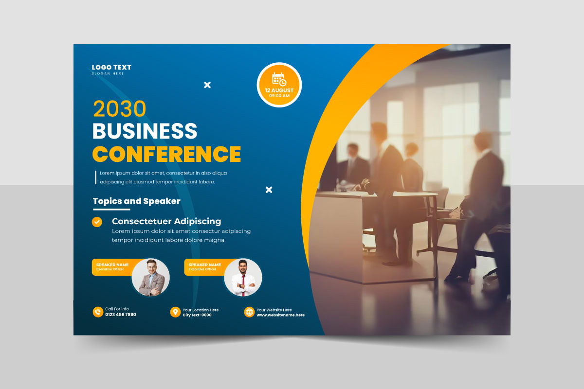 Creative technology conference webinar flyer template or business event ...