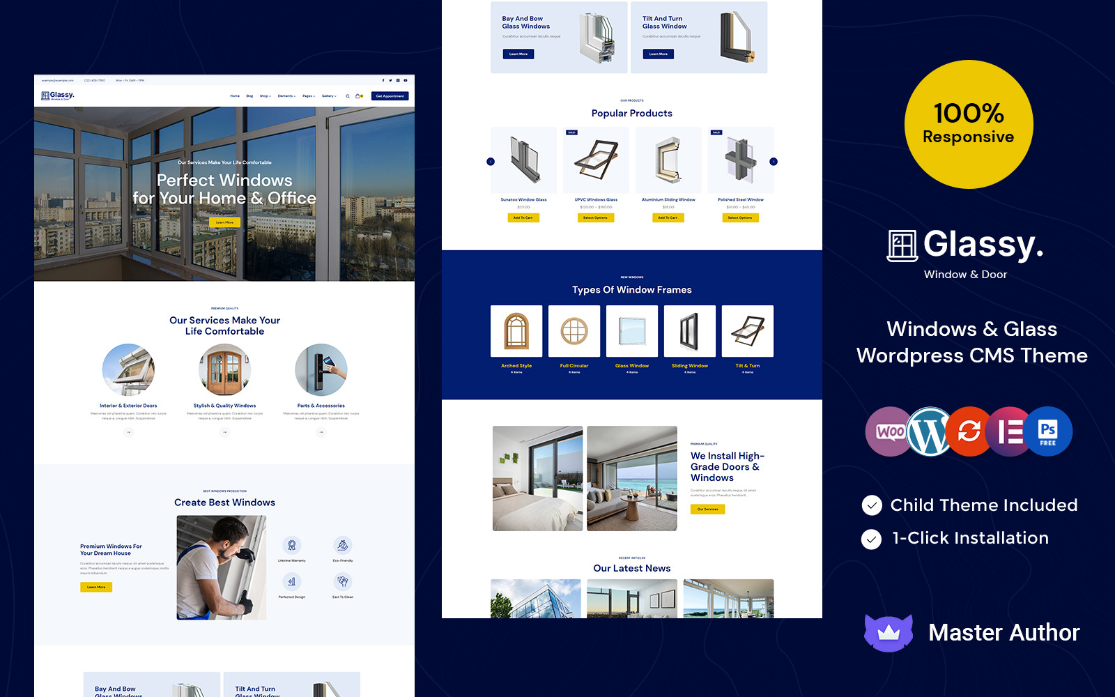Glassy - Windows and Doors Services WordPress Elementor Responsive Theme