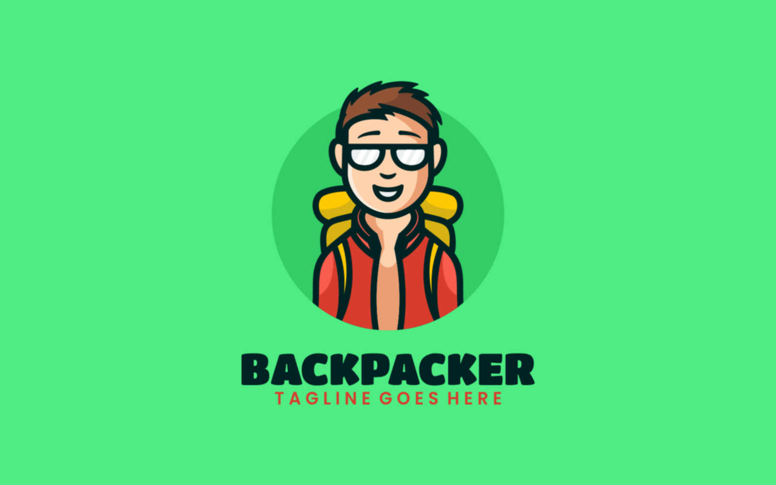 Backpacker Mascot Cartoon Logo #330612 - TemplateMonster