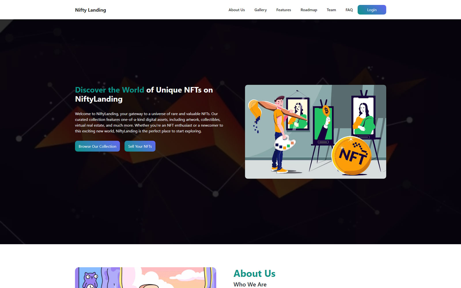 Nifty Landing - NFT Landing page template - TemplateMonster