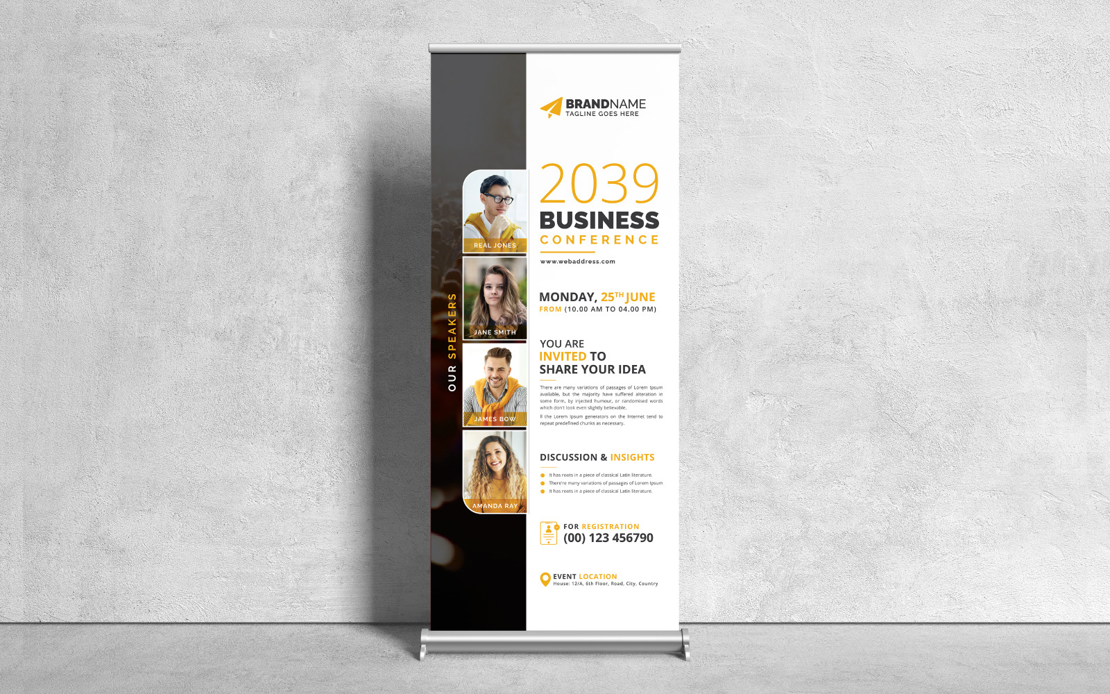 Conference Roll Up Banner, Signage, Standee, and X-Banner Template for ...
