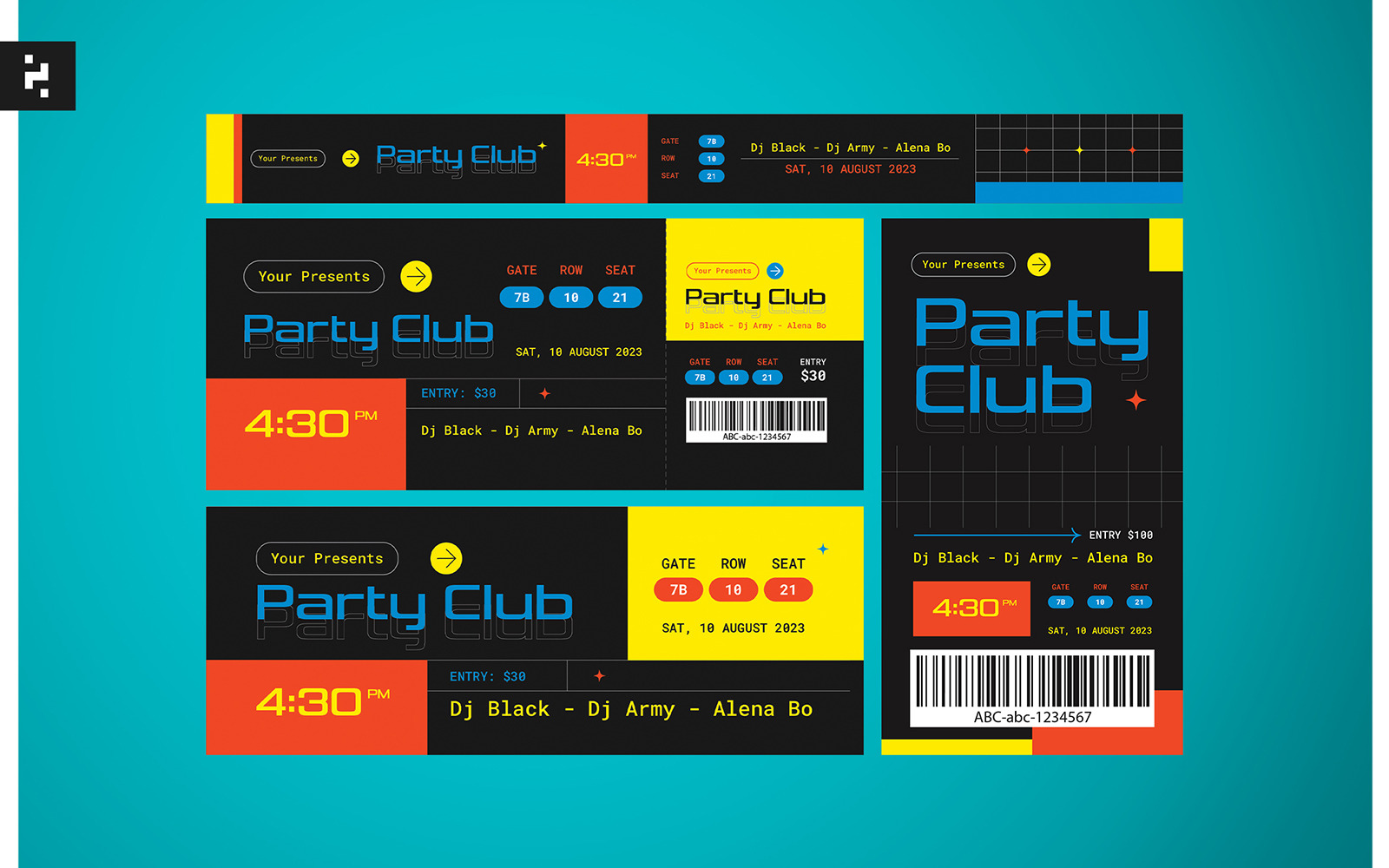 Modern Party Club Ticket Template #331486 - TemplateMonster