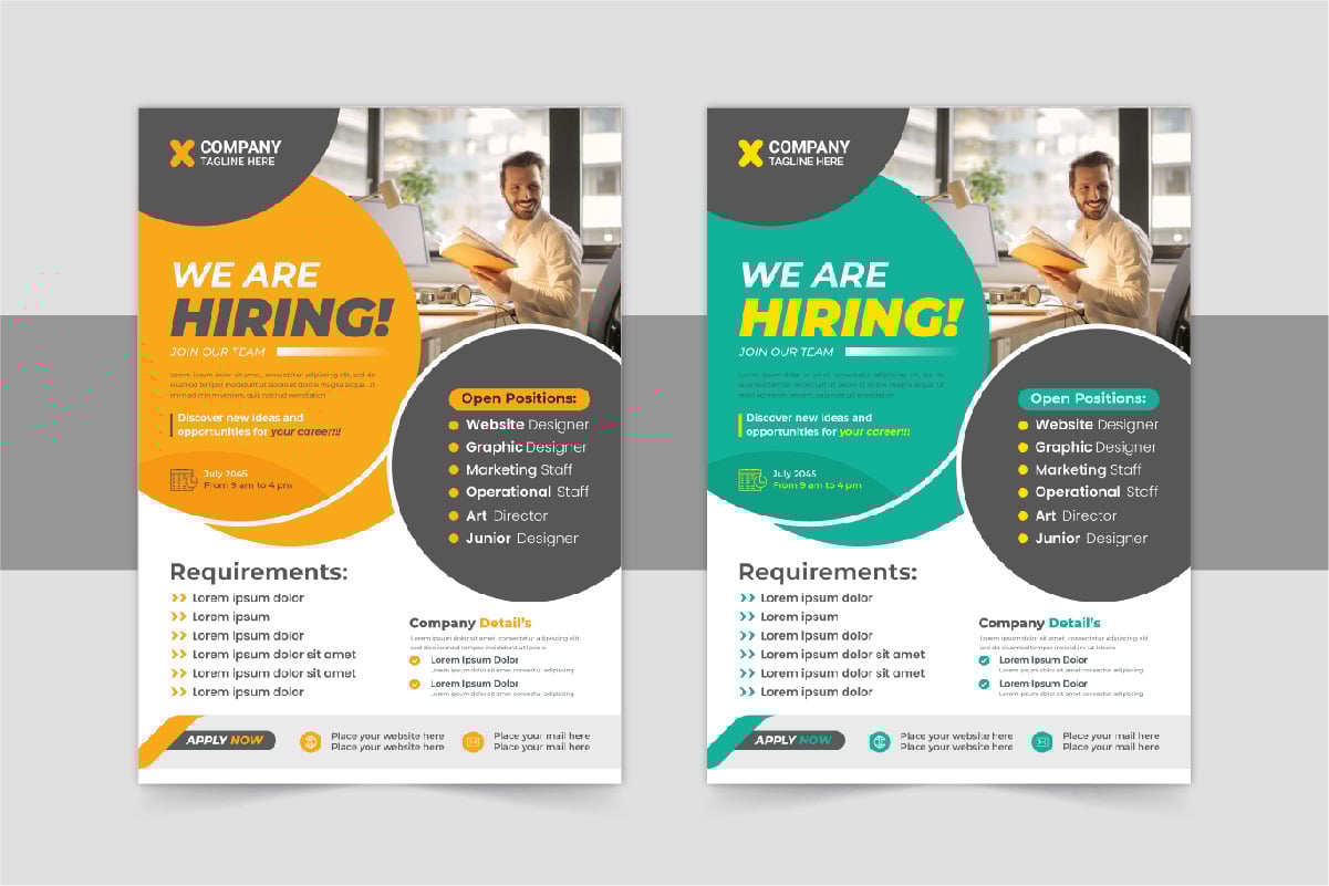 Corporate hiring flyer design or Job vacancy leaflet flyer template layout